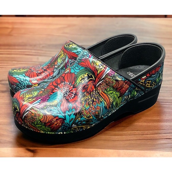 Dansko | Shoes | Dansko Pro Deco Floral Patent Leather Slip On Shoes ...